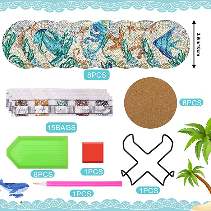 Ocean Cup Mats Collection – DIY Diamond Painting